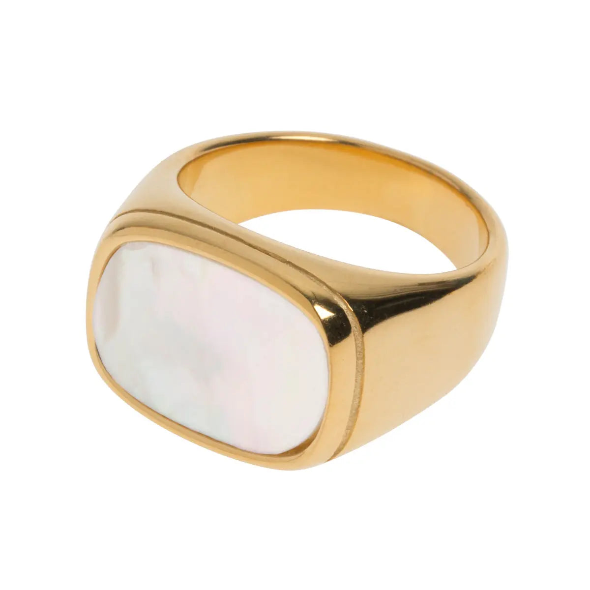 White Stone Signet Ring | Stainless Steel | Timi of Sweden